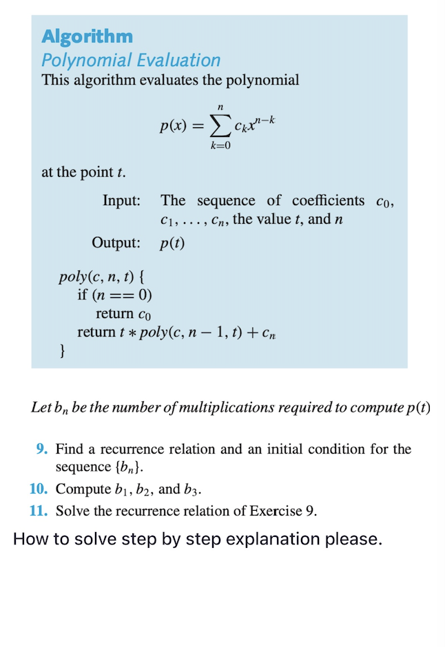 Solved Algorithm Polynomial Evaluation This algorithm | Chegg.com