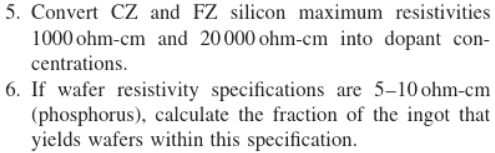 Solved 5. Convert CZ and FZ silicon maximum resistivities | Chegg.com