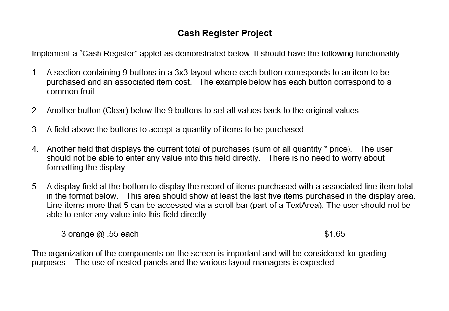 Cash Register Project Implement a "Cash Register” | Chegg.com