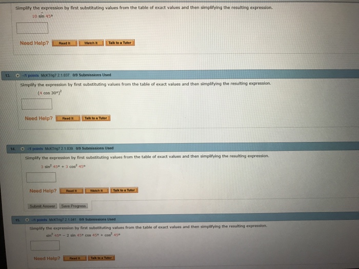 Solved Simplify the expression by first substituting values | Chegg.com