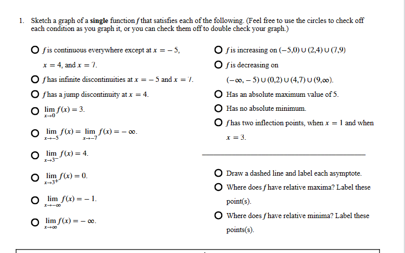 Solved Sketch a graph of a single function f ﻿that satisfies | Chegg.com