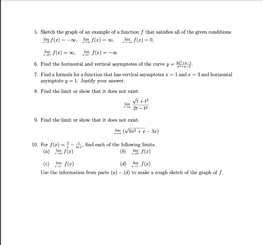 Solved 5. Sketch the graph of an example of a function f | Chegg.com