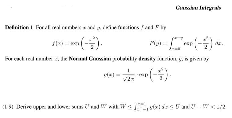 Solved Gaussian Integrals Definition 1 For all real numbers | Chegg.com