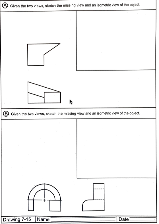 Solved (A) Given the two views, sketch the missing view and | Chegg.com