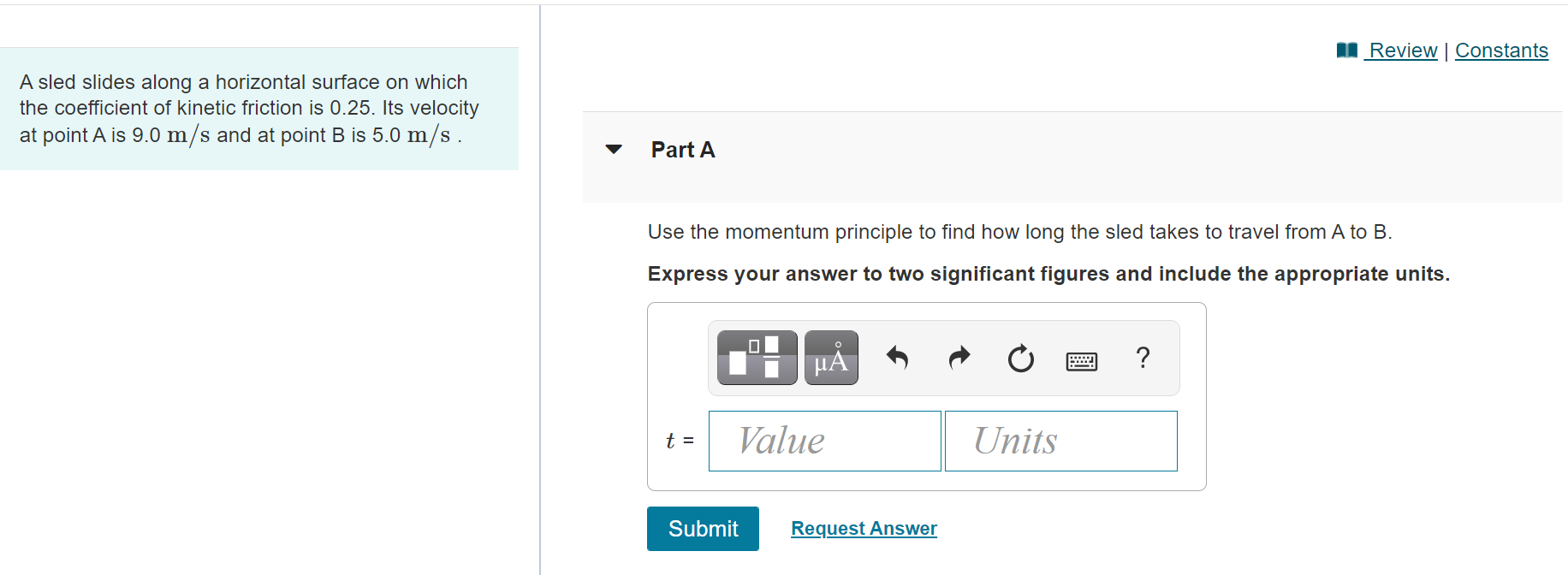Solved II Review Constants A sled slides along a horizontal | Chegg.com