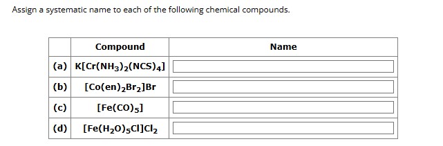 Solved Assign a systematic name to each of the following | Chegg.com