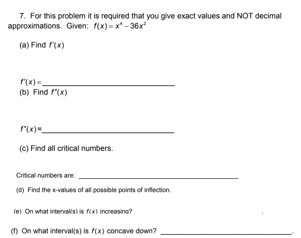 Solved 7. For this problem it is required that you give | Chegg.com