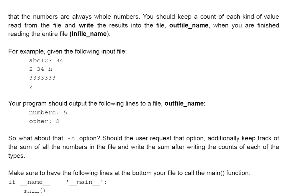 Solved In the file, write a function called main() that | Chegg.com