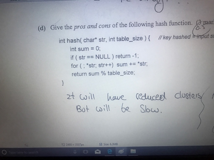 Solved Give the pros and cons of the following hash | Chegg.com