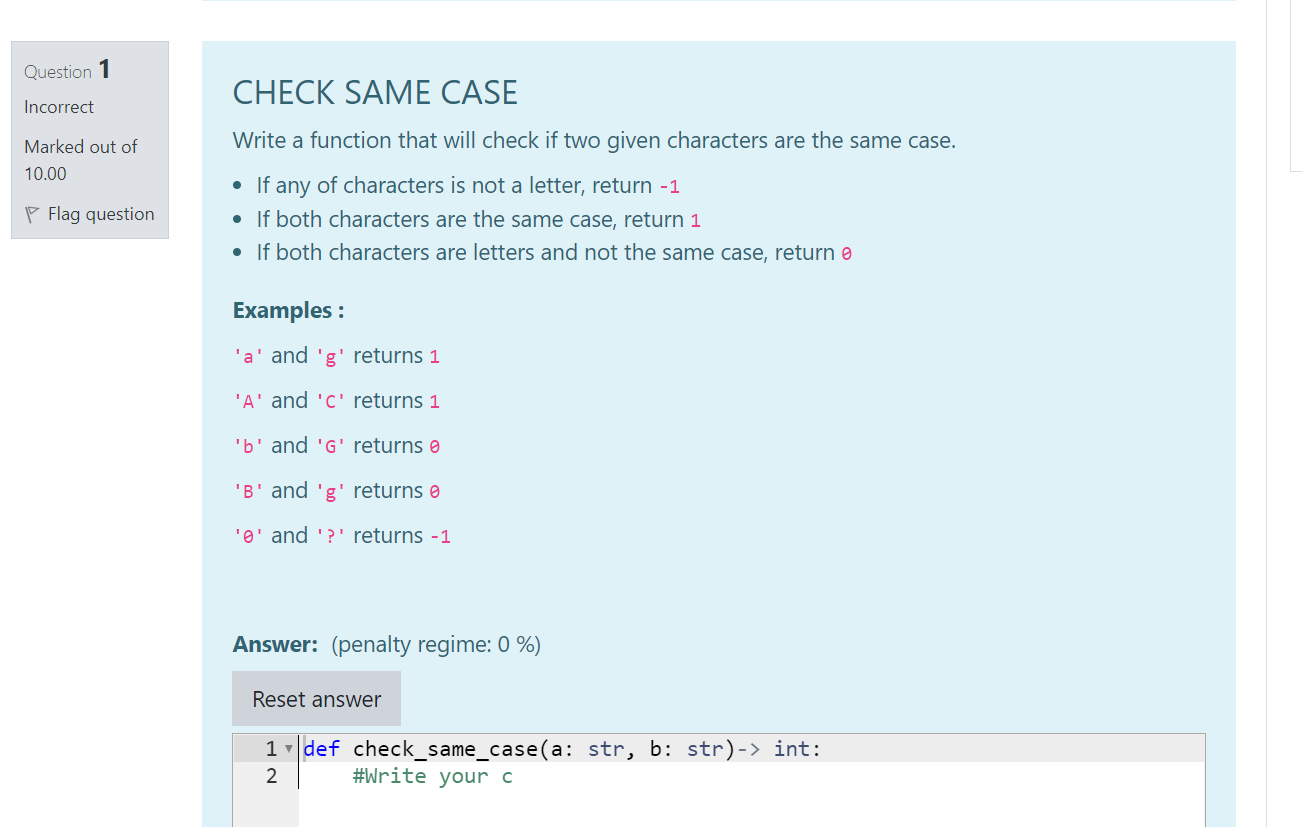 Solved Question 1 Incorrect Marked out of 10.00 CHECK SAME | Chegg.com