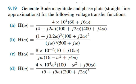 Solved 9.19 Generate Bode magnitude and phase plots | Chegg.com