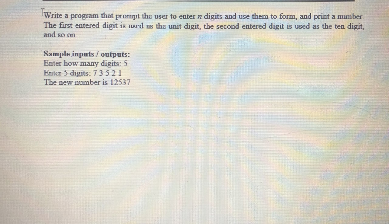 Solved Iwrite A Program That Prompt The User To Enter N 7298