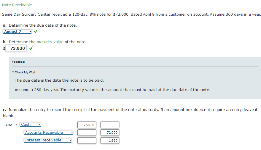 Solved Note Receivable Same Day Surgery Center received a | Chegg.com