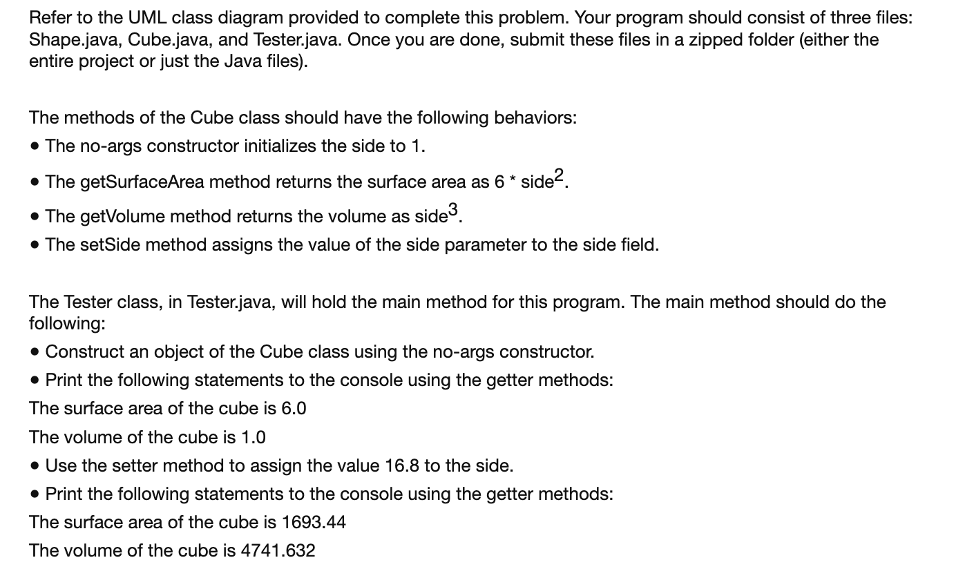Solved Refer to the UML class diagram provided to complete | Chegg.com