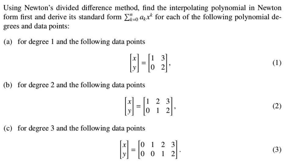 Solved Using Newton's divided difference method, find the | Chegg.com