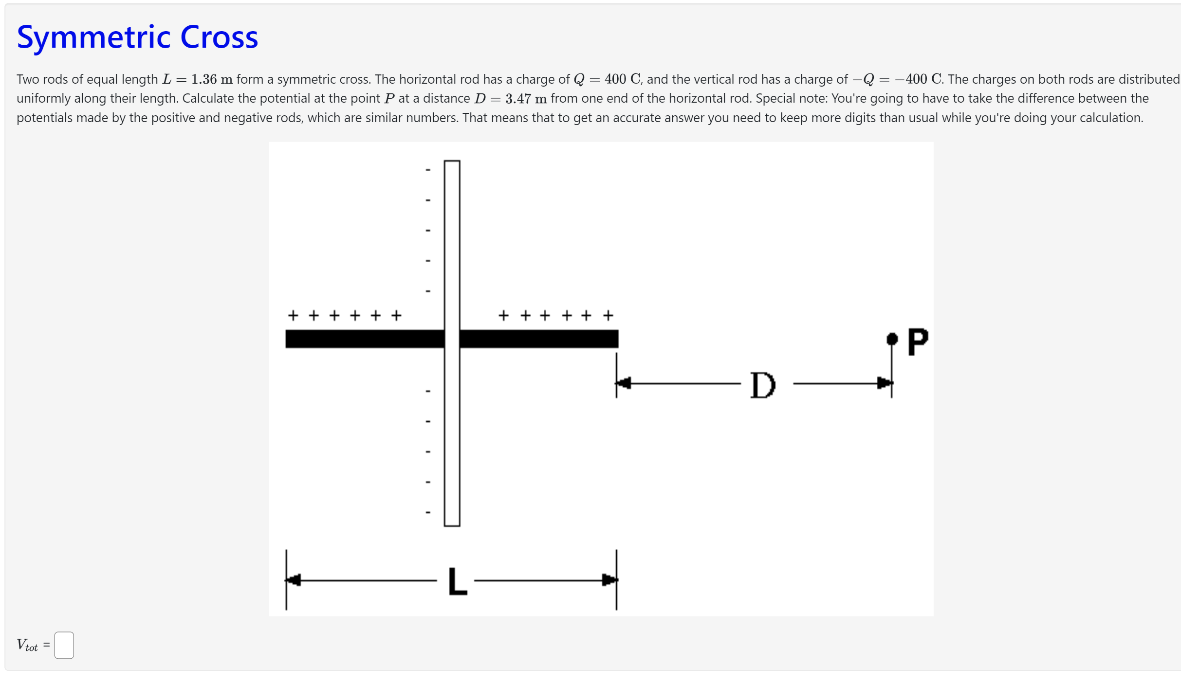 Solved Symmetric CrossTwo rods of equal length L=1.36m ﻿form | Chegg.com