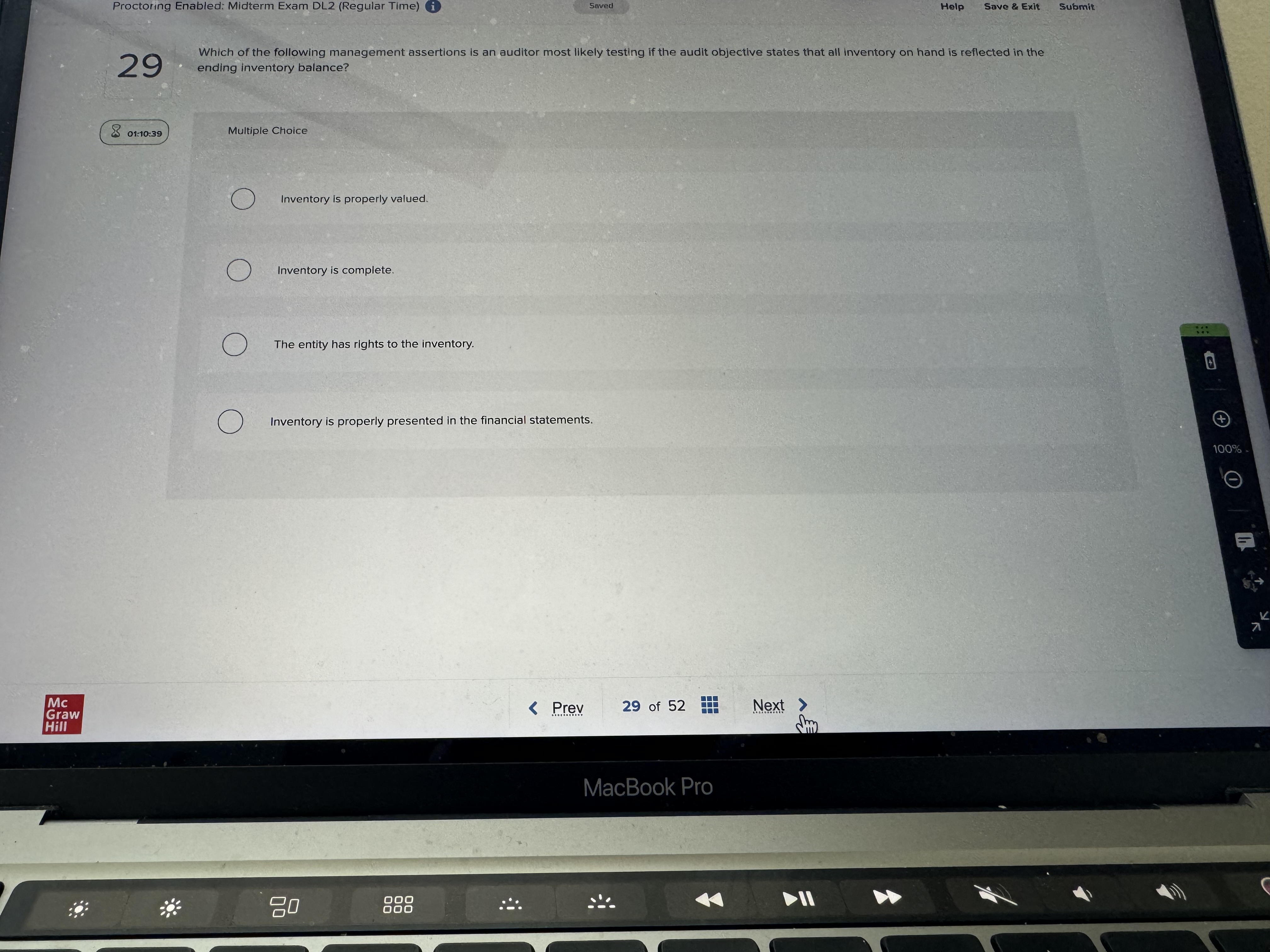 Solved Which of the following management assertions is an | Chegg.com