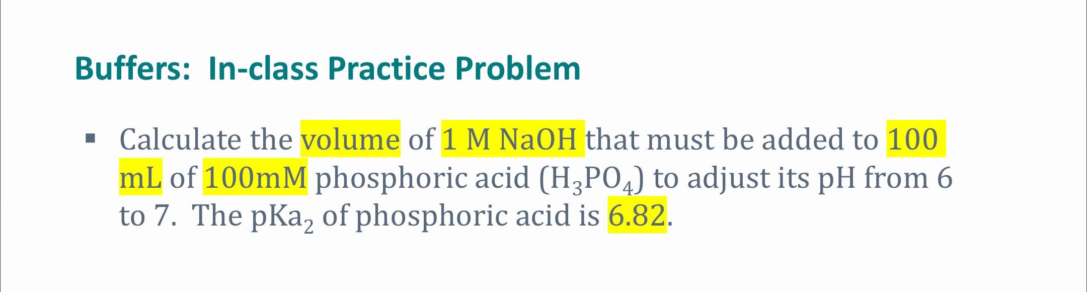 Solved Buffers: In-class Practice Problem - Calculate the | Chegg.com
