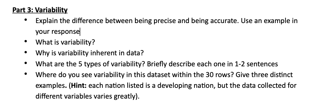 Solved Part 3: Variability - Explain the difference between | Chegg.com