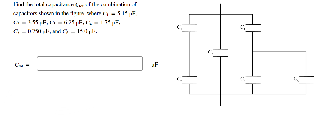[Solved]: Find the total capacitance ( C_{ mathrm{tot}}