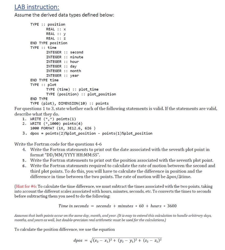Solved LAB instruction: Assume the derived data types | Chegg.com