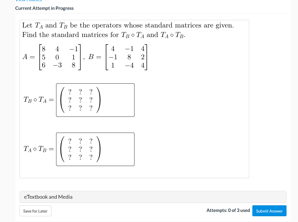 Solved Current Attempt in Progress Let TA and To be the | Chegg.com