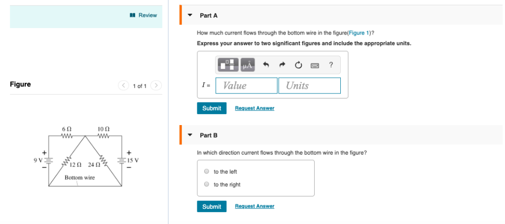 Solved PartA Review How much current flows through the | Chegg.com