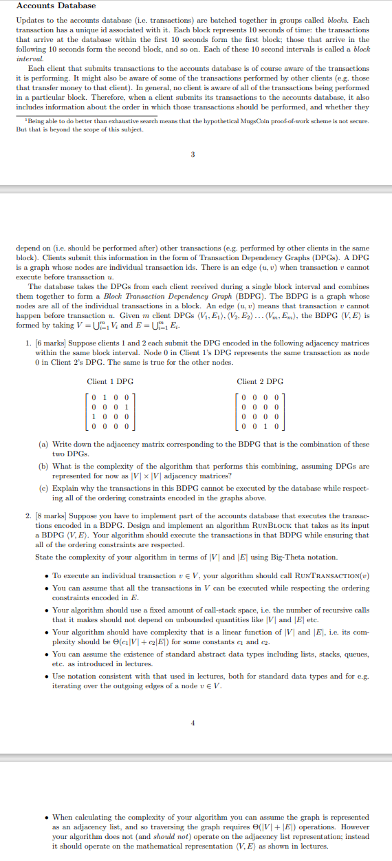 Accounts Database Updates to the accounts database | Chegg.com