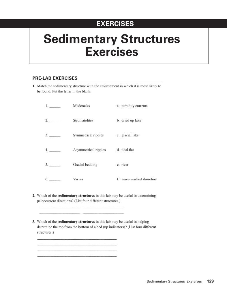 Solved Using the sedimentary structures provided in the lab, | Chegg.com