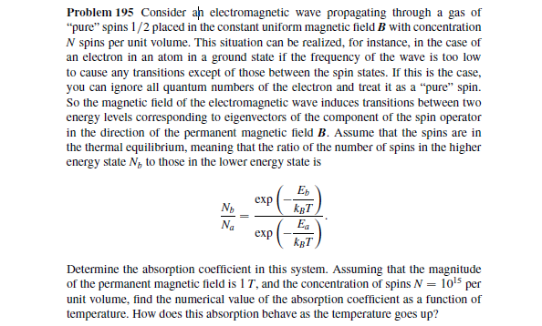 Solved Problem 195 Consider aḥ electromagnetic wave | Chegg.com