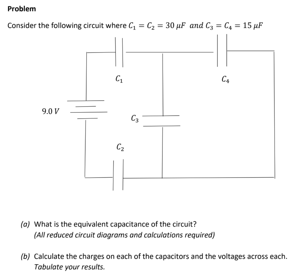 Solved Problem Consider the following circuit where C1 = C2 | Chegg.com