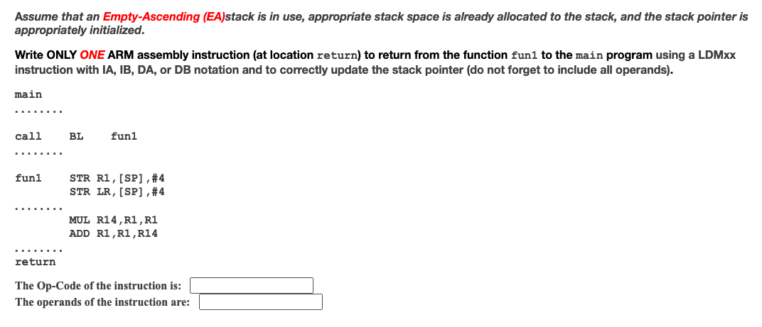 Solved Assume that an Empty-Ascending (EA)stack is in use, | Chegg.com