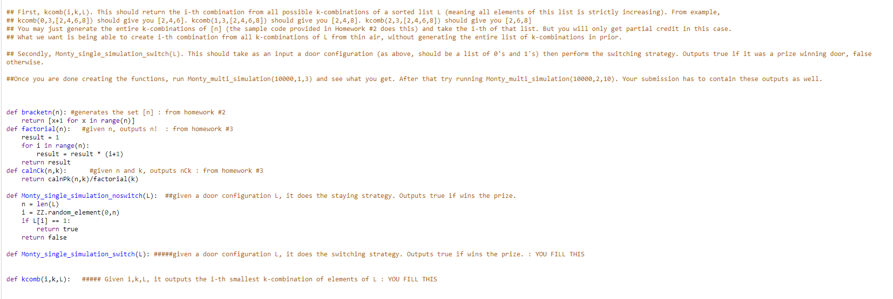 In Python/Sage, finish the remaining code needed to | Chegg.com