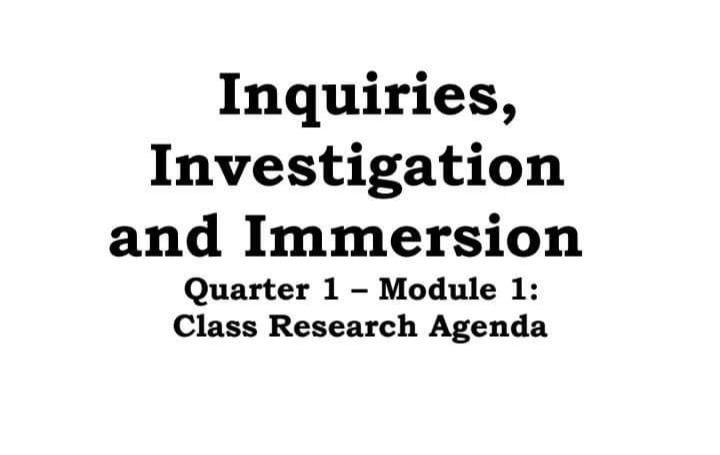 Inquiries, Investigation and Immersion Quarter 1 - | Chegg.com