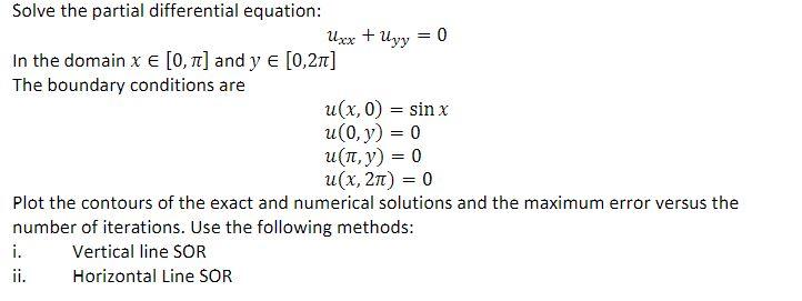 Solved = Solve the partial differential equation: Uxx + Uyy | Chegg.com