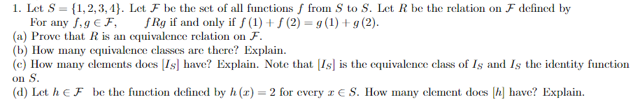 Solved Let S={1,2,3,4}. ﻿Let F ﻿be the set of all functions | Chegg.com