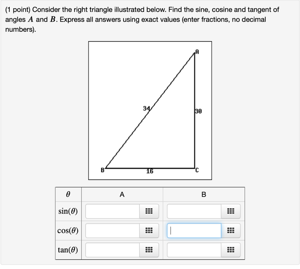 Solved 1 Point Consider The Right Triangle Illustrated Chegg