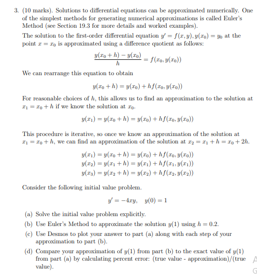 Solved 3. (10 marks). Solutions to differential equations | Chegg.com