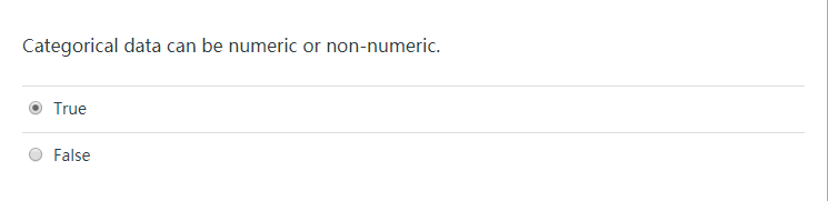 Solved Categorical data can be numeric or non-numeric. True | Chegg.com