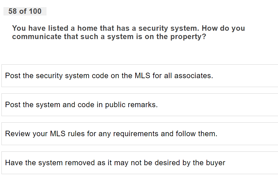 Solved You have listed a home that has a security system. | Chegg.com