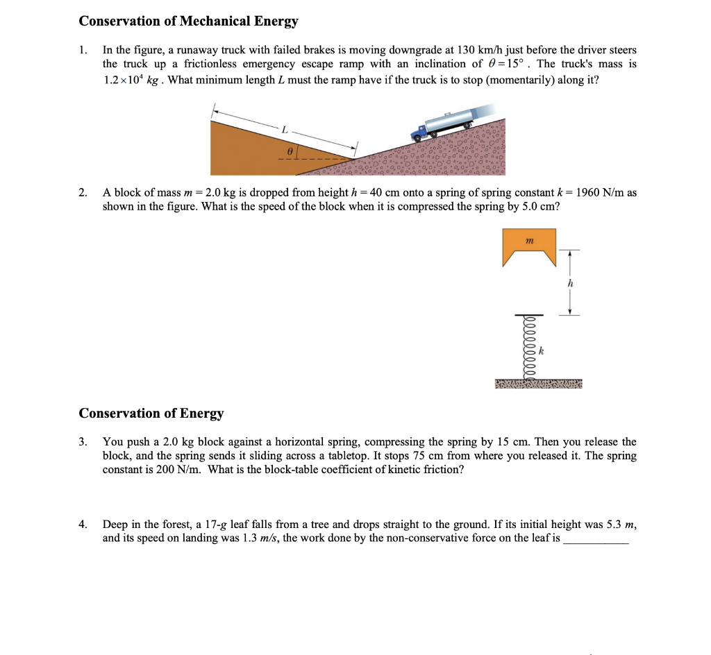 Solved Conservation of Mechanical Energy 1. In the figure, a | Chegg.com