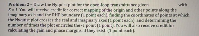 Solved Problem 2 - Draw the Nyquist plot for the open-loop | Chegg.com