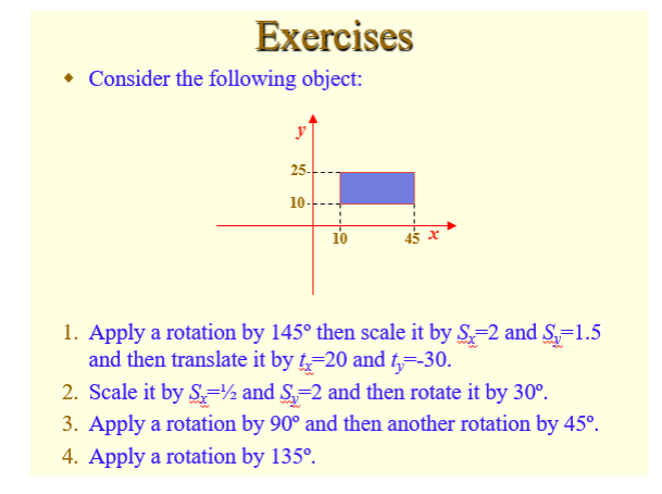 Solved Exercises - Consider the following object: 1. Apply a | Chegg.com