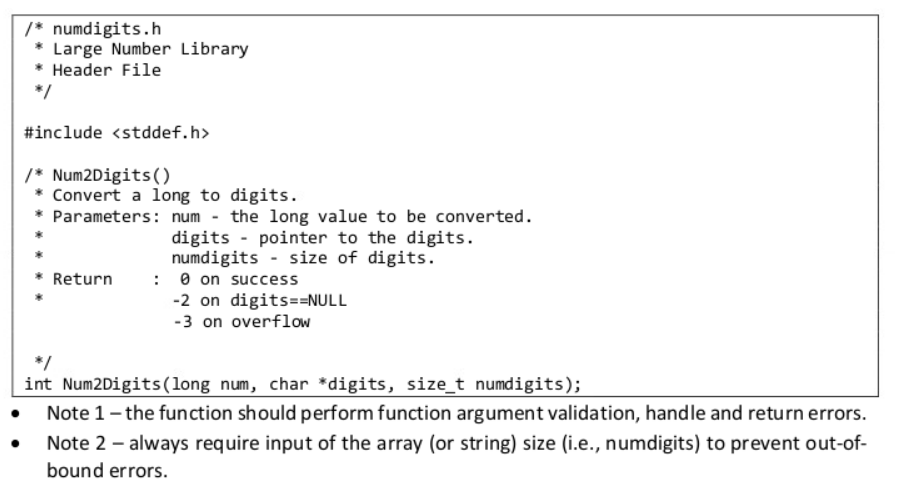 Solved . 1. Big Number Representation All C data types have | Chegg.com