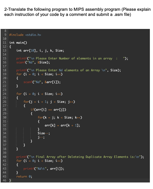 Solved 2 Translate The Following Program To Mips Assembly 