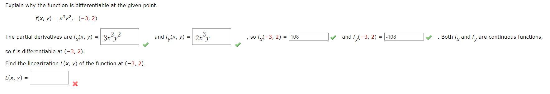 Solved Explain why the function is differentiable at the | Chegg.com