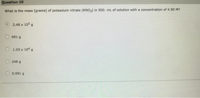 Solved What is the mass (grams) of potassium nitrate (KNO_3) | Chegg.com