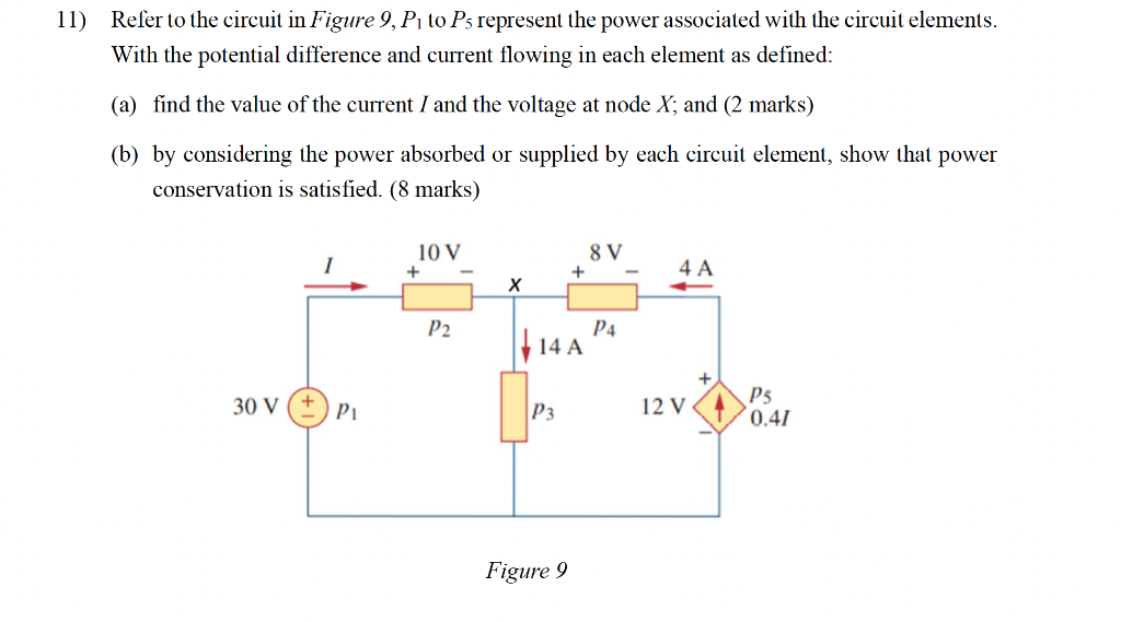 Solved 11) Refer to the circuit in Figure 9, P, to Ps | Chegg.com