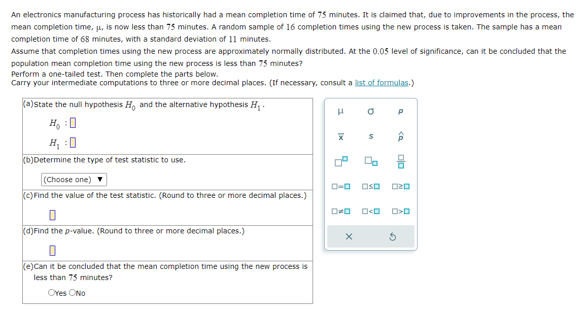 Solved An electronics manufacturing process has historically | Chegg.com
