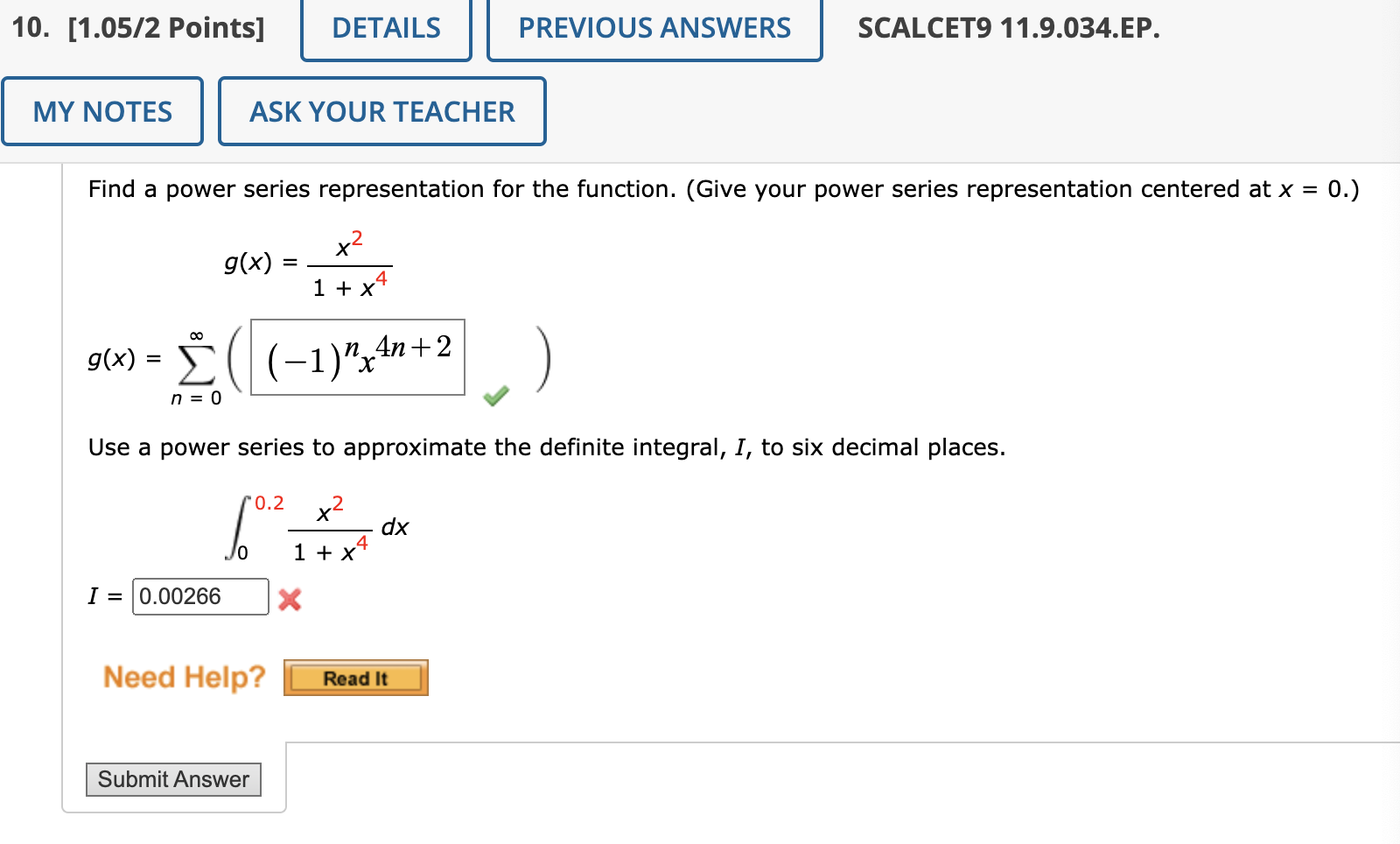 1.05/2 Points] SCALCET9 11.9.034.EP. Find a power | Chegg.com